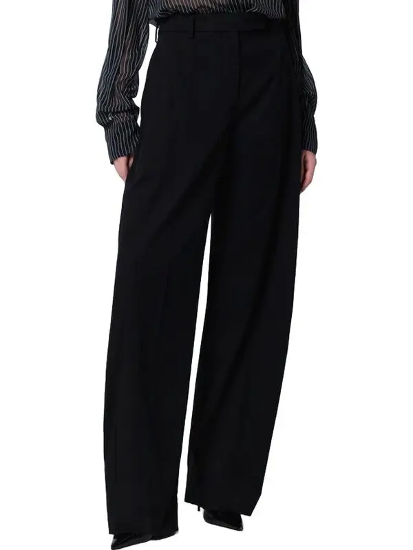 THELATEST Cotton Palazzo Trousers - Black