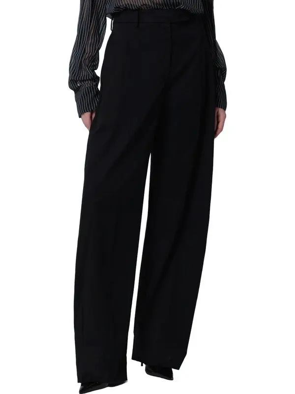 THELATEST Cotton Palazzo Trousers - Black