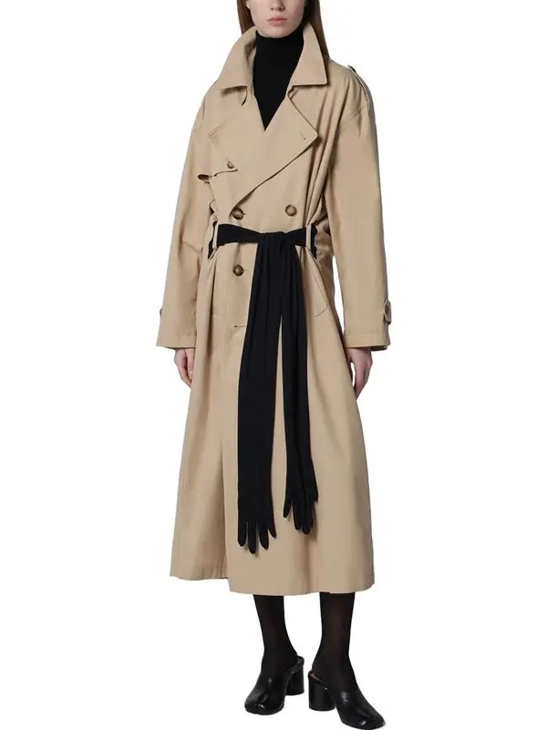 MAISON MARGIELA Cotton Twill Trench Coat With Gloves - Beige