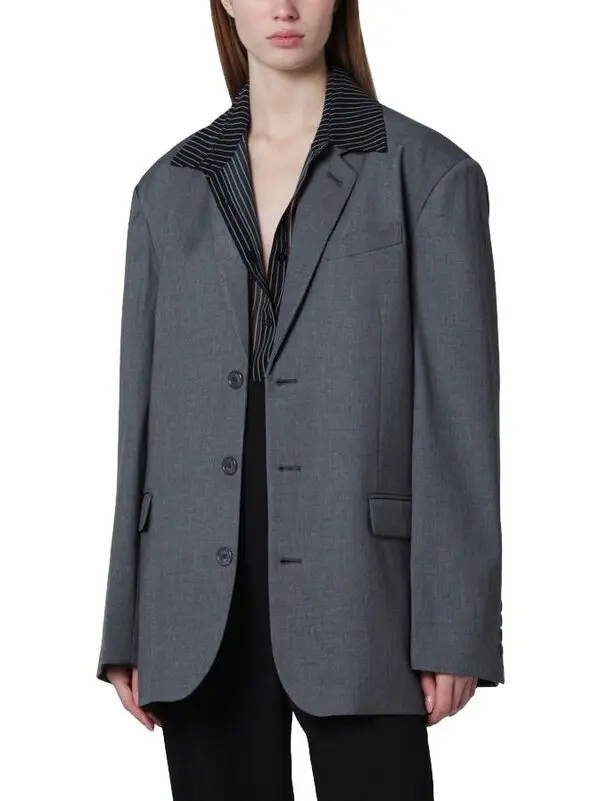 THE FRANKIE SHOP Oversized Single-breasted Gelso Jacket - Grey