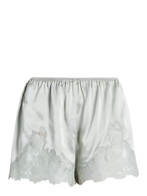 DÔEN Iona Lace-trimmed Silk Satin Shorts - Eucalyptus