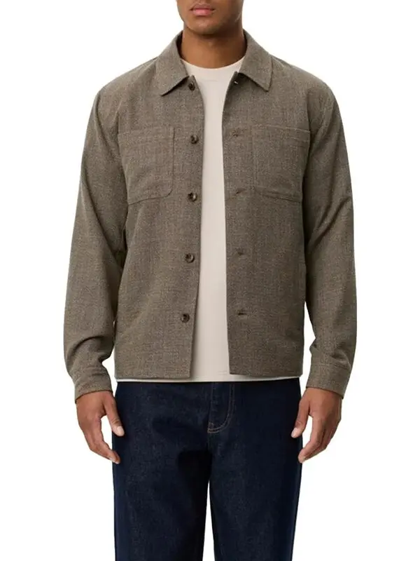 LES DEUX Marseille Mélange Shirt Jacket - Teak Brown