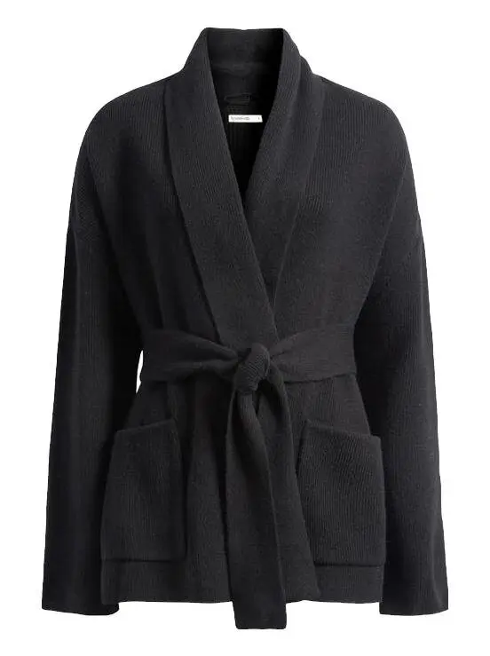 House Of Cb Wool Drape Cardigan - Black