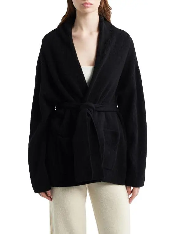 House Of Cb Wool Drape Cardigan - Black