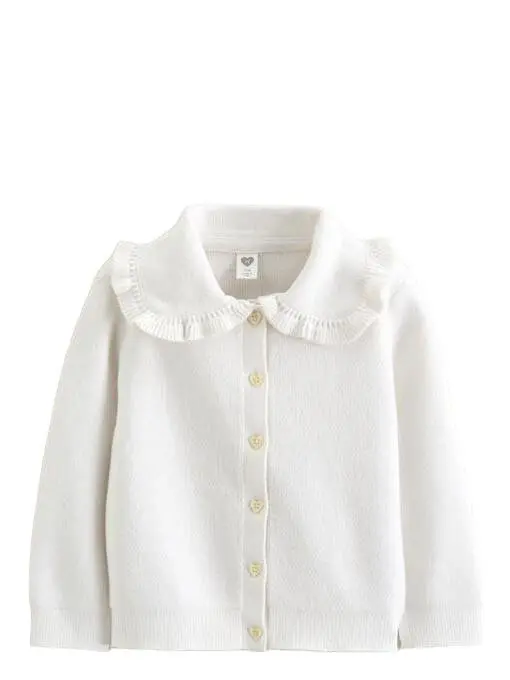 Nordstrom Ruffled Collar Cotton Cardigan - White