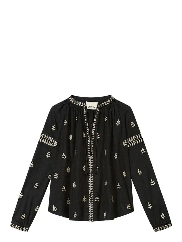 Isabel Marant Embroidered Tussar Silk Blouse - Black