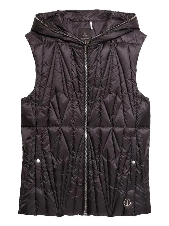 Moncler Geocamo Ziplock Hooded Down Vest - Black