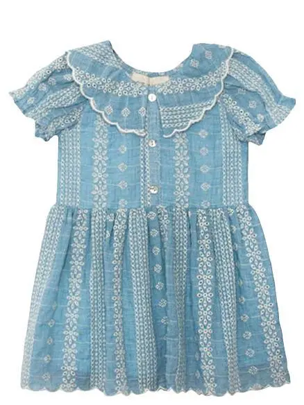 MABEL + HONEY Delicate Short Sleeve Dress - Blue