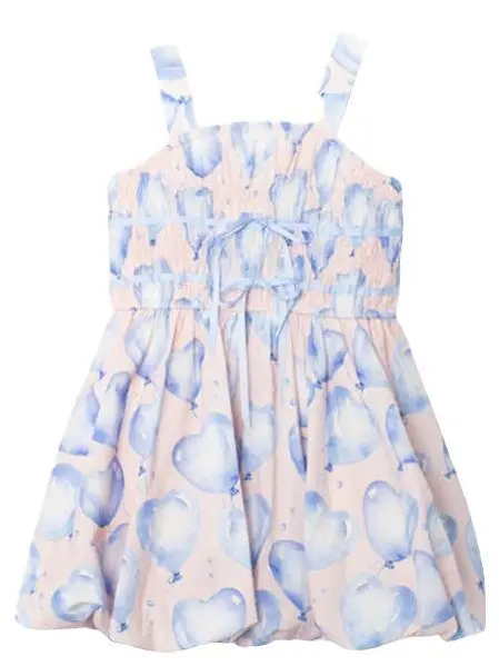 MABEL + HONEY Balloon Pattern Sleeveless Dress - Dots/ Pink/ Blue