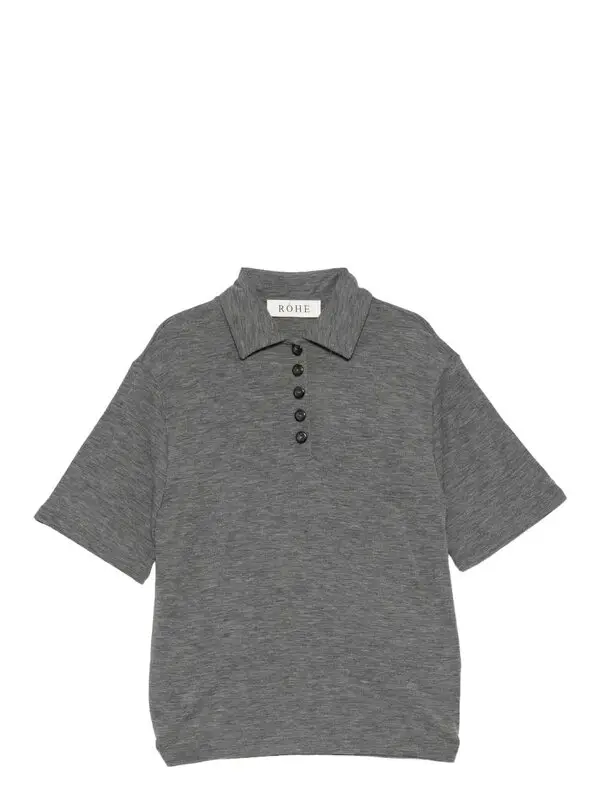 RÓHE Knitted Polo Top - Grey