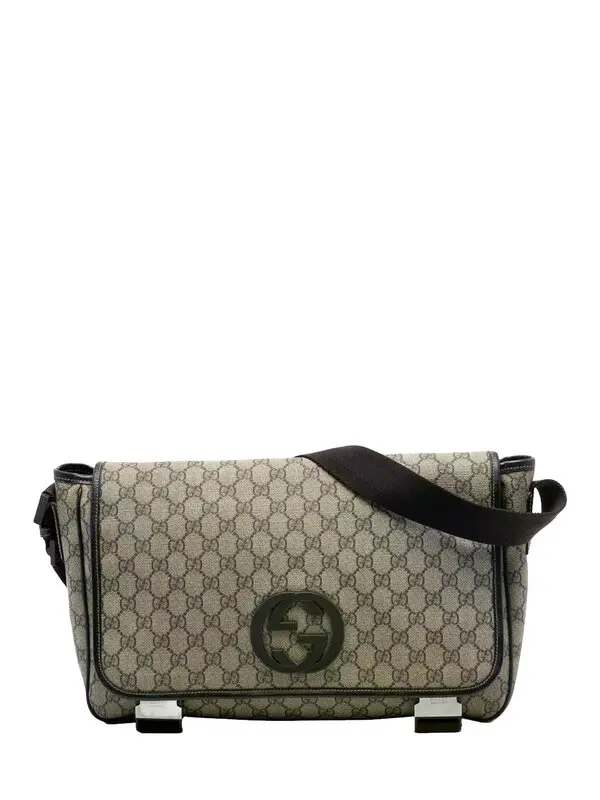 Gucci Gg Supreme Interlocking G Crossbody Bag - Brown