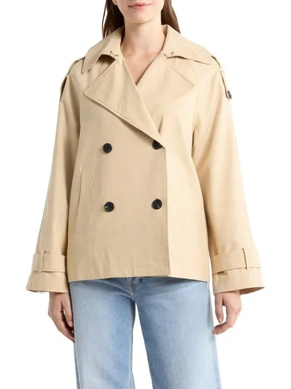 Avec Les Filles Double-breasted Short Trench Coat - Stone