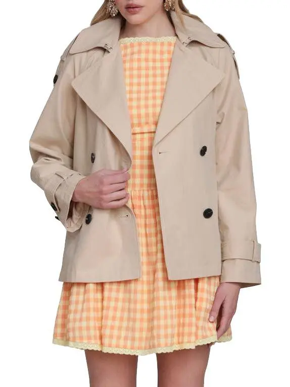 Avec Les Filles Double-breasted Short Trench Coat - Stone