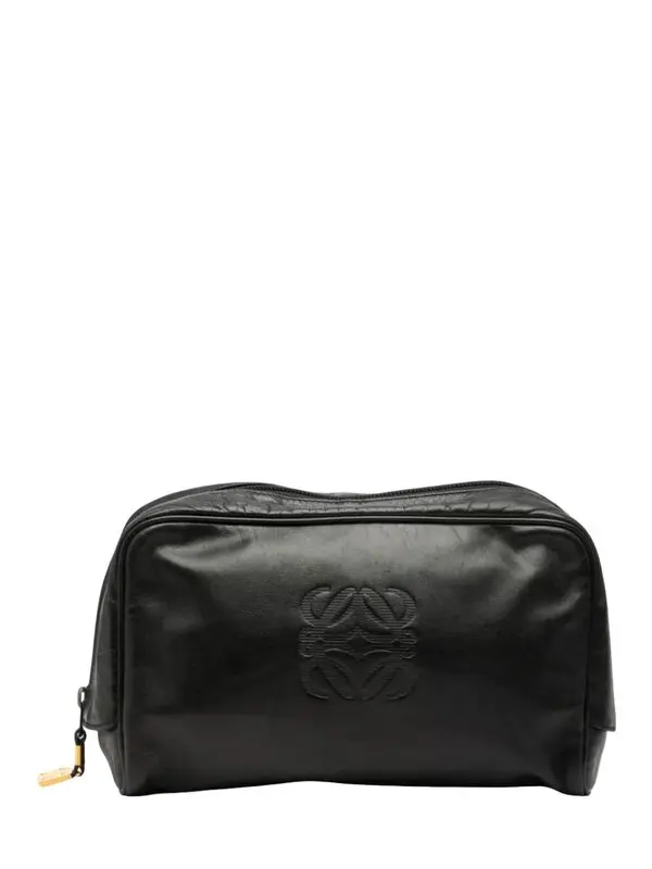Loewe Leather Anagram Clutch Bag - Black