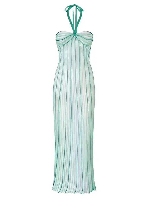 Missoni Striped Halter-neck Beach Dress - Blue