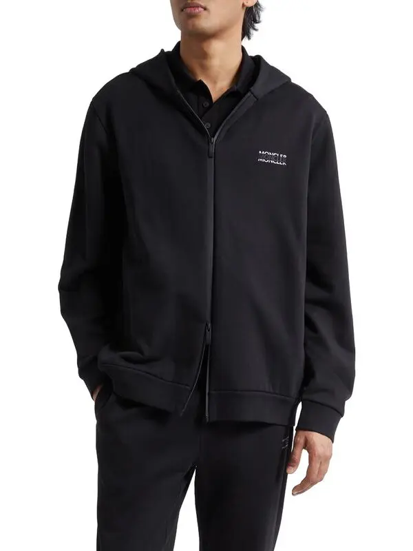 Moncler Cotton Zip Hoodie - Black
