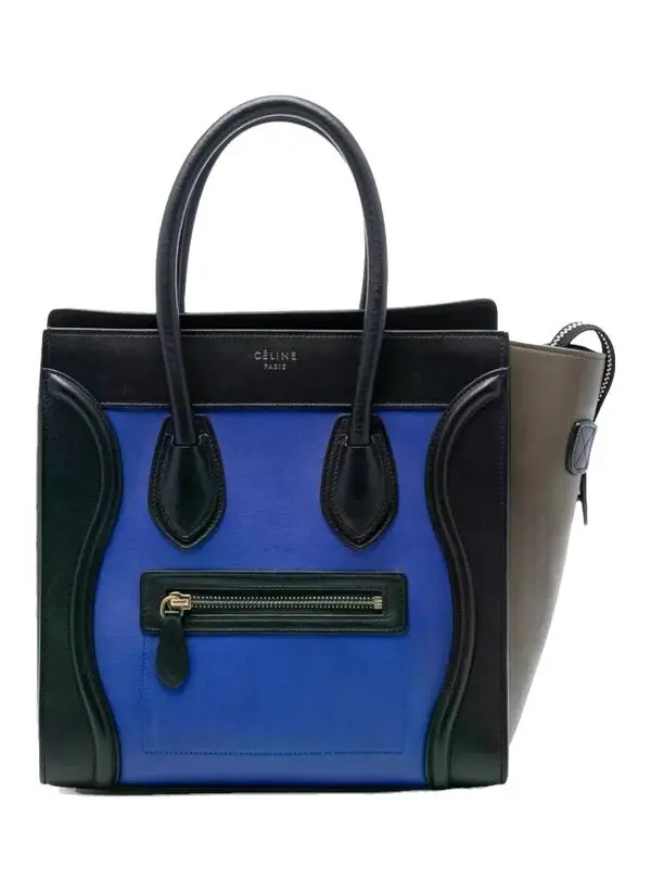 Celine 2014 Micro Tricolor Leather Luggage Tote Bag - Black
