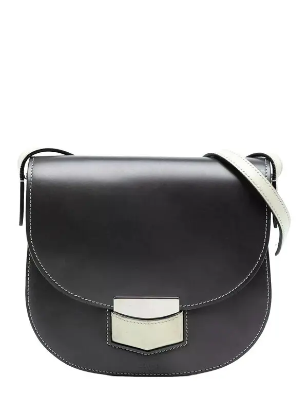 Celine 2016 Small Bicolor Glazed Calfskin Trotteur Crossbody Bag - Black