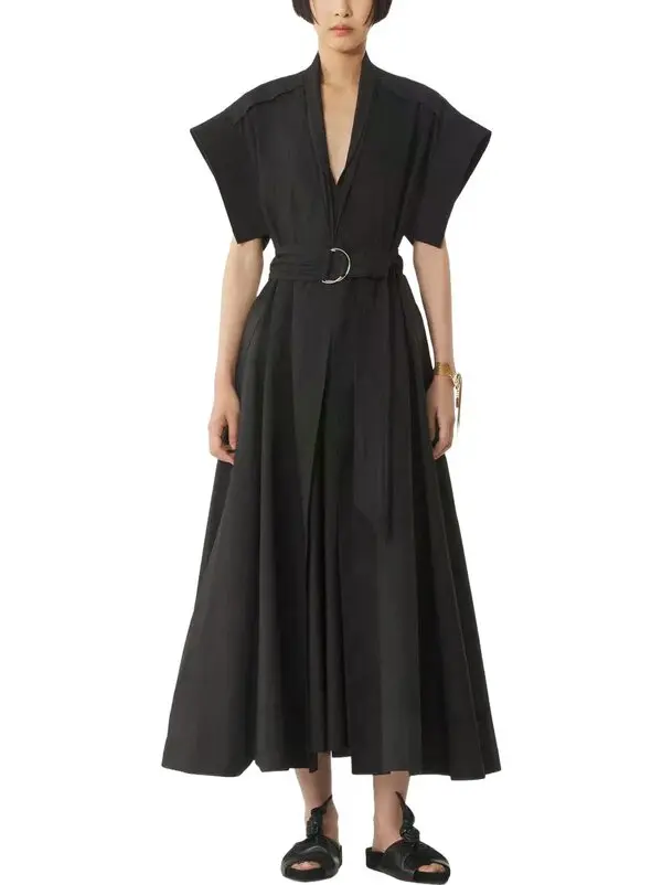 LANVIN Belted V-neck Midi Dress - Black