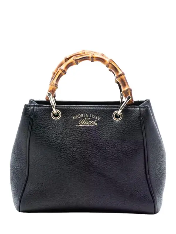 Gucci Mini Calfskin Bamboo Shopper Satchel - Black