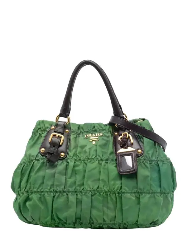 Prada Tessuto Gaufre Tote Bag - Green