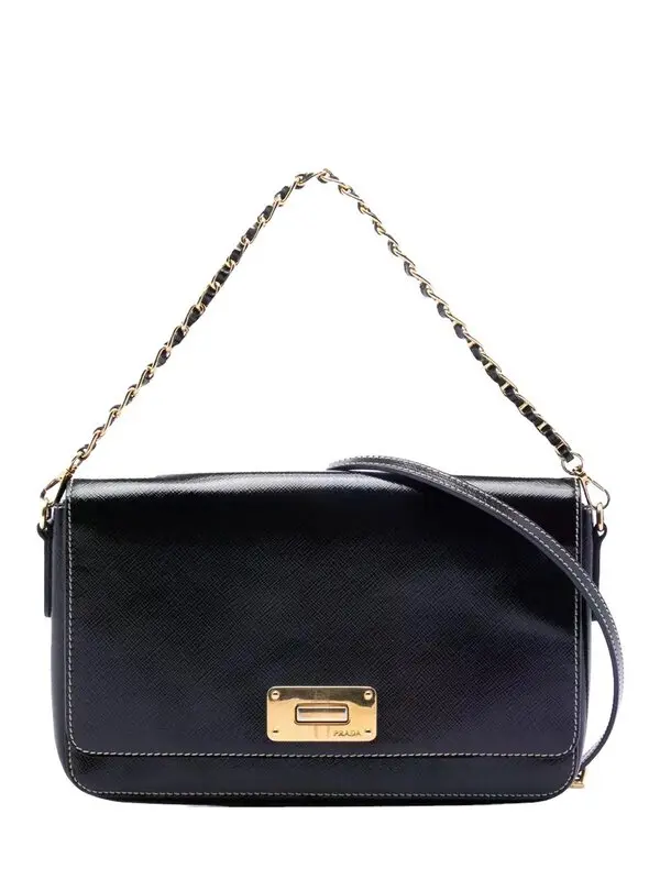 Prada Saffiano Vernice Satchel - Black