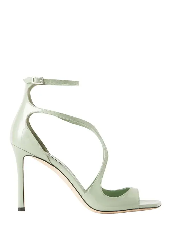 JIMMY CHOO Azia 95 Patent Leather Sandals - Sage Green
