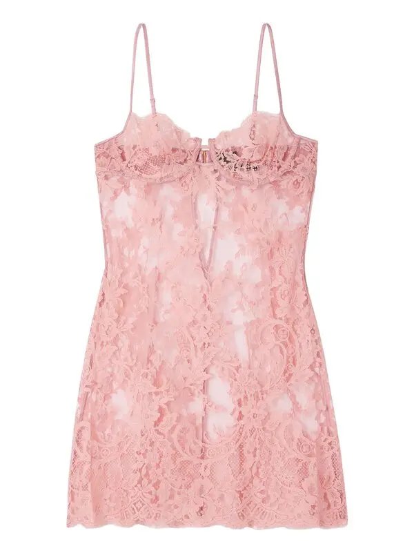 Kiki De Montparnasse Camille Lace Chemise - Pink