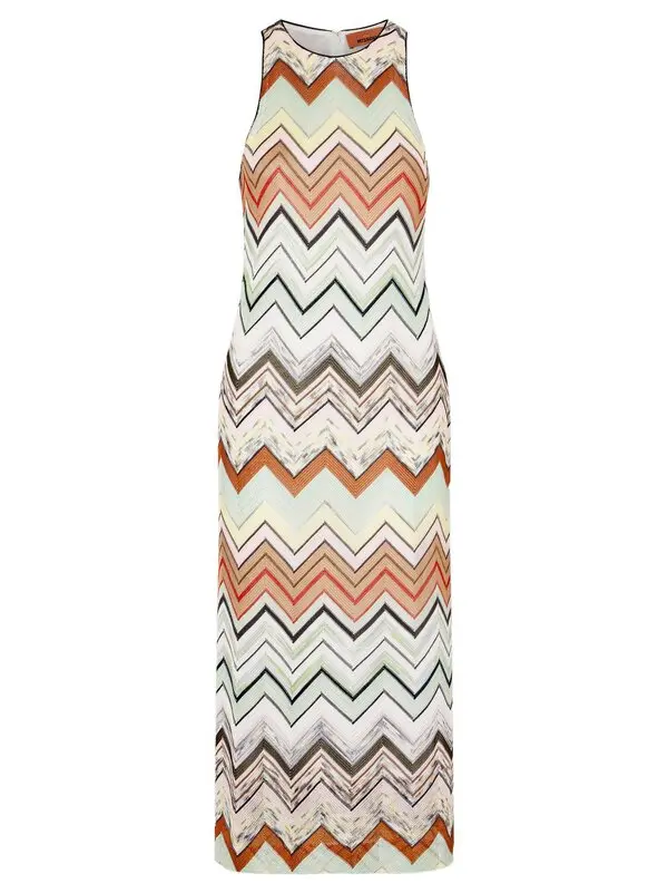 Missoni Striped Crochet-knit Midi Dress - White