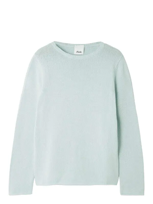 ALLUDE Cotton And Cashmere-blend Sweater - Sage Green