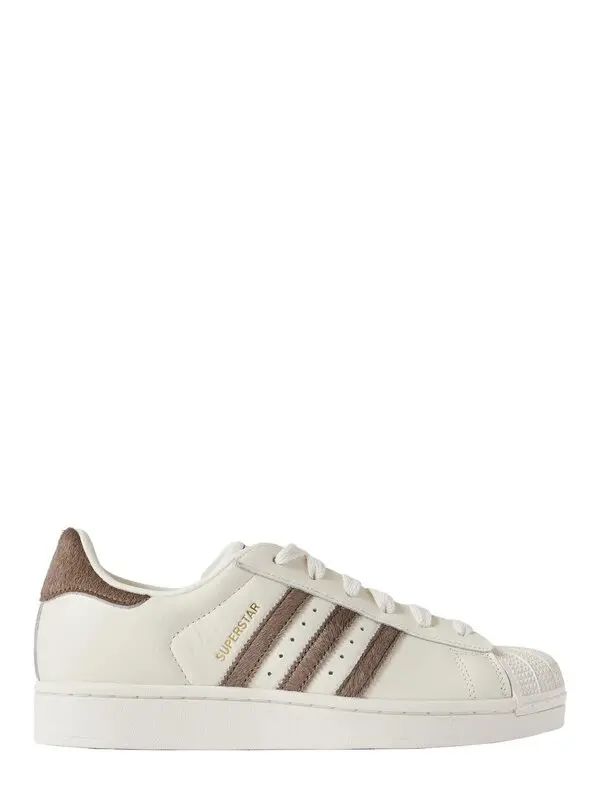ADIDAS ORIGINALS Superstar Ii Calf Hair-trimmed Leather Sneakers - Neutrals
