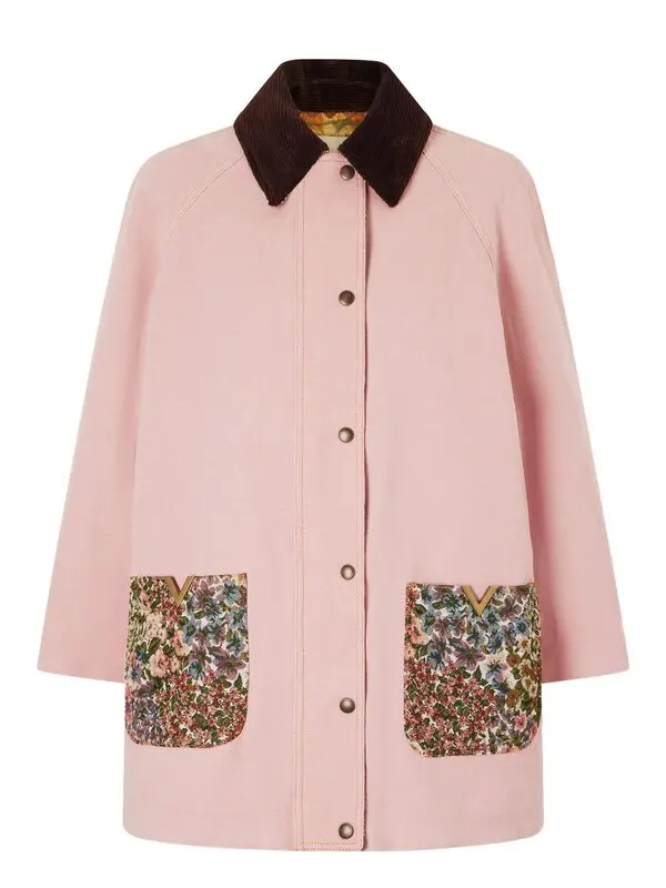 Valentino Garavani Corduroy-trimmed Cotton And Linen-blend Jacket - Pink