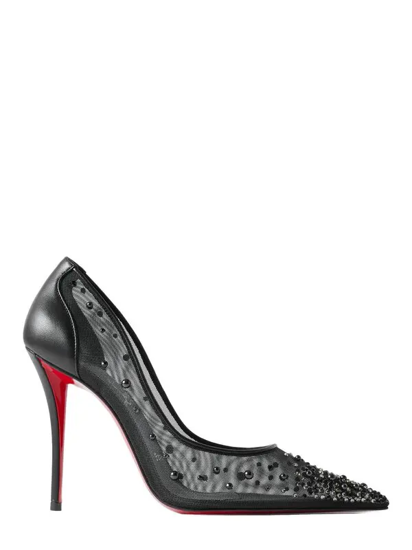 CHRISTIAN LOUBOUTIN Leather-trimmed Mesh Pumps - Black