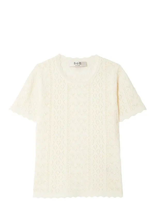 Sea Georgia Pointelle-knit Top - Cream