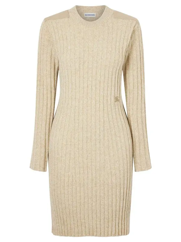 Burberry Ribbed Wool And Cashmere-blend Mini Dress - Sage Green