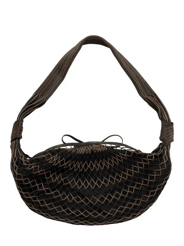 LEMAIRE Filt Croissant Fishnet Shoulder Bag - Black