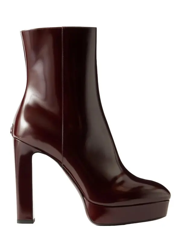 JIMMY CHOO Marene 120 Platform Leather Boots - Burgundy