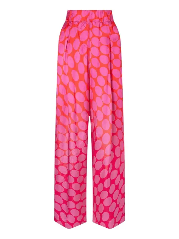 Dries Van Noten Dot-print Satin Wide-leg Pants - Fuchsia