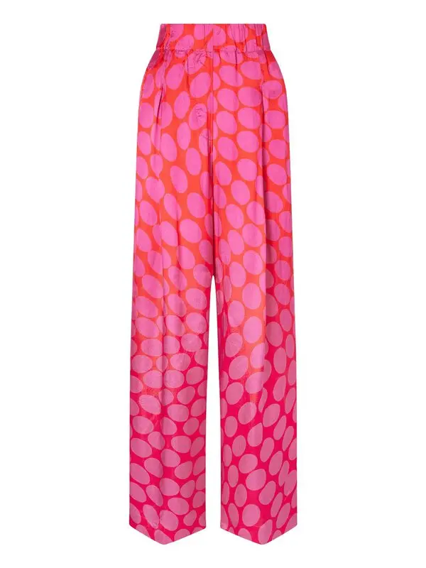 Dries Van Noten Dot-print Satin Wide-leg Pants - Pink