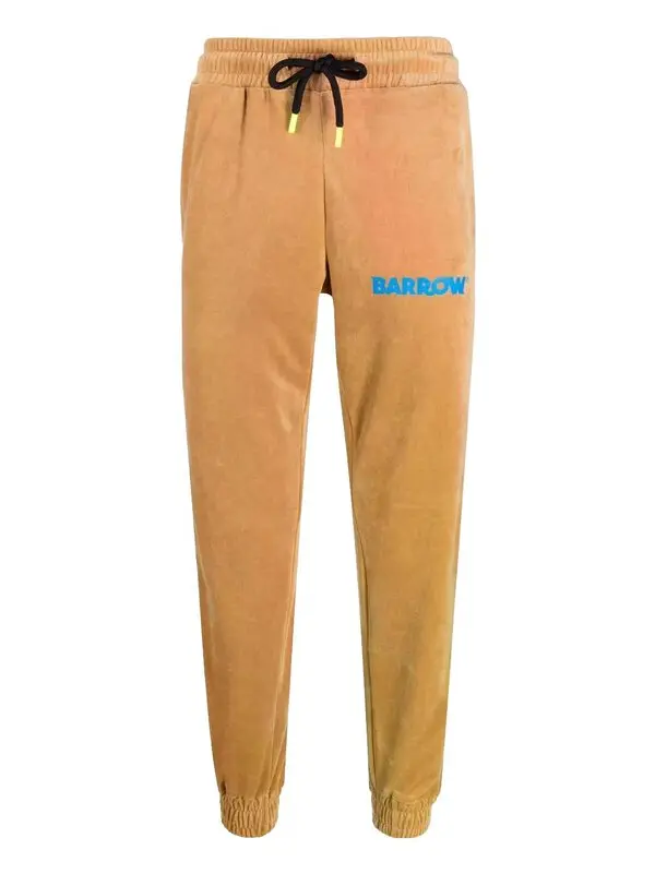 BARROW Logo-print Velvet Track Pants - Neutrals