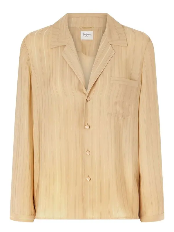 Saint Laurent Striped Silk-jacquard Shirt - Beige