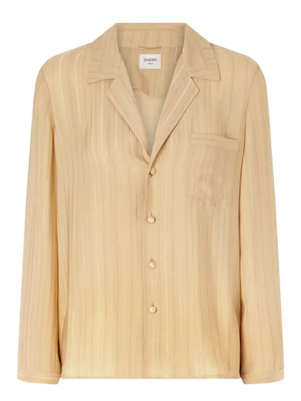 Saint Laurent Striped Silk-jacquard Shirt - Neutrals