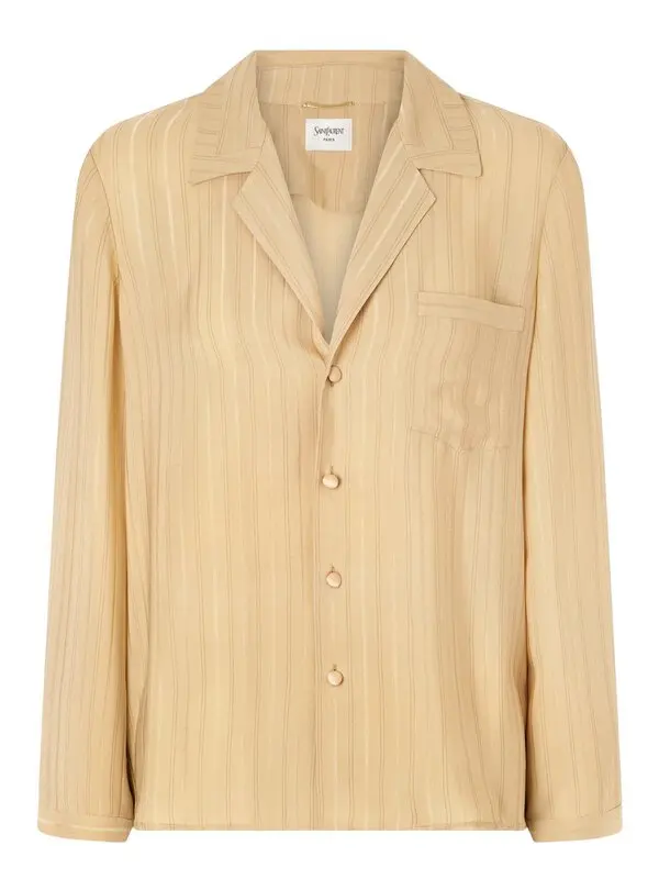 Saint Laurent Striped Silk-jacquard Shirt - Neutrals