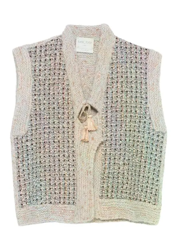 FORTE_FORTE Sleeveless Tweed Knit Cardigan - Grey