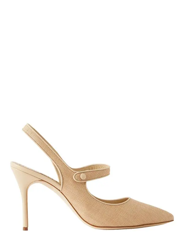 Manolo Blahnik Campari 90 Suede Slingback Pumps - Neutrals