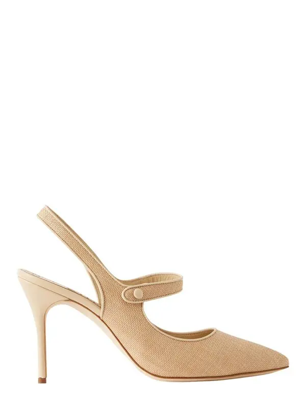 Manolo Blahnik Campari 90 Suede Slingback Pumps - Neutrals