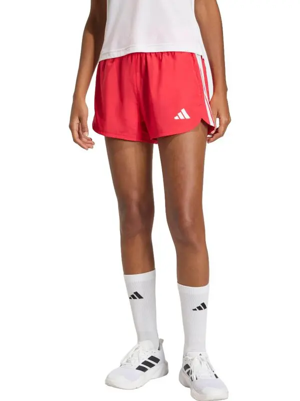 Adidas Pacer Workout Woven High Rise Shorts - Pure Ruby / White