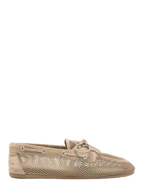 Miu Miu Deck Mesh Boat Loafers - Brown