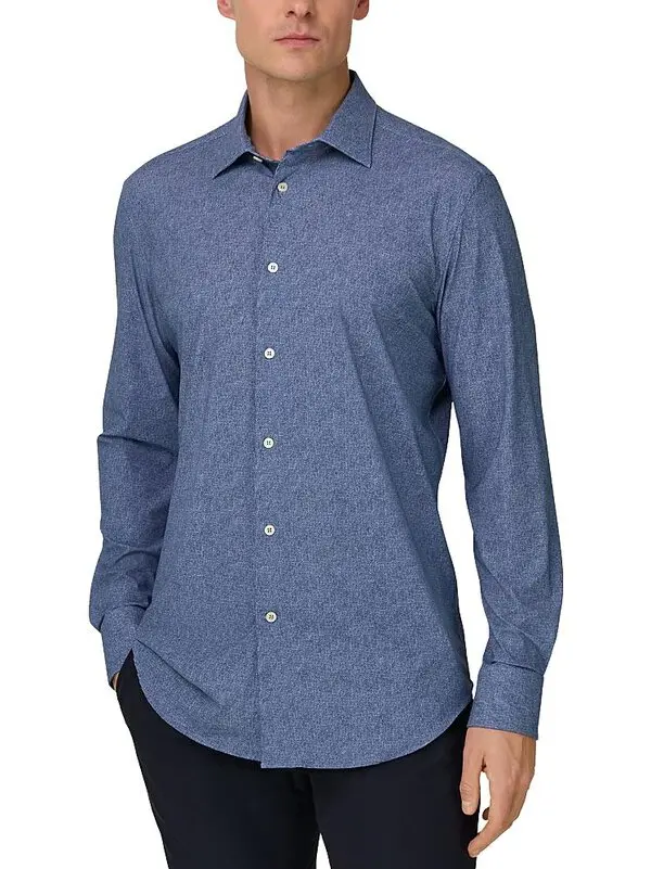 Boggi Milano Slim Fit Stretch Nylon Shirt - Medium Blue