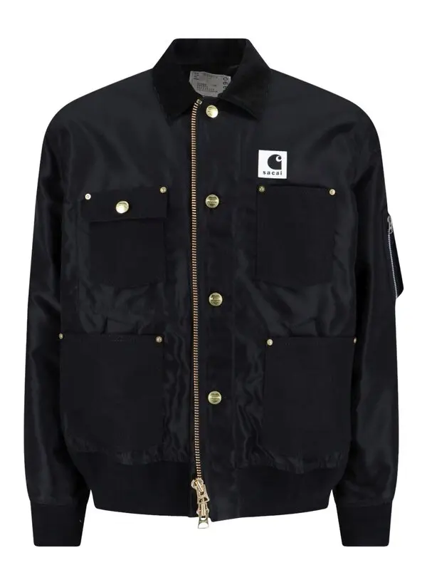 Sacai X Carhartt Wip 'detroit Canvas Ma-1' Jacket - Black